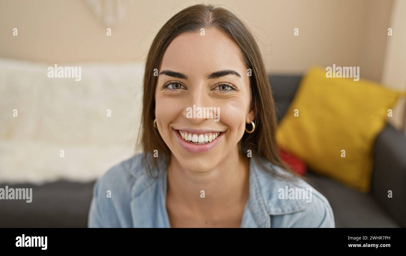 A joyful moment capturing a young, beautiful hispanic woman, radiating ...