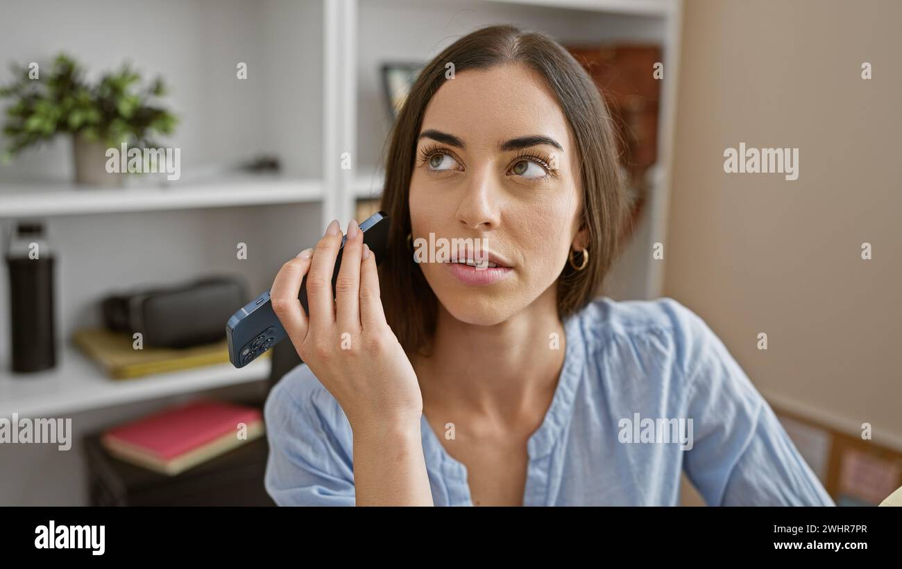 Serious yet relaxed, beautiful young hispanic woman entrepreneur ...