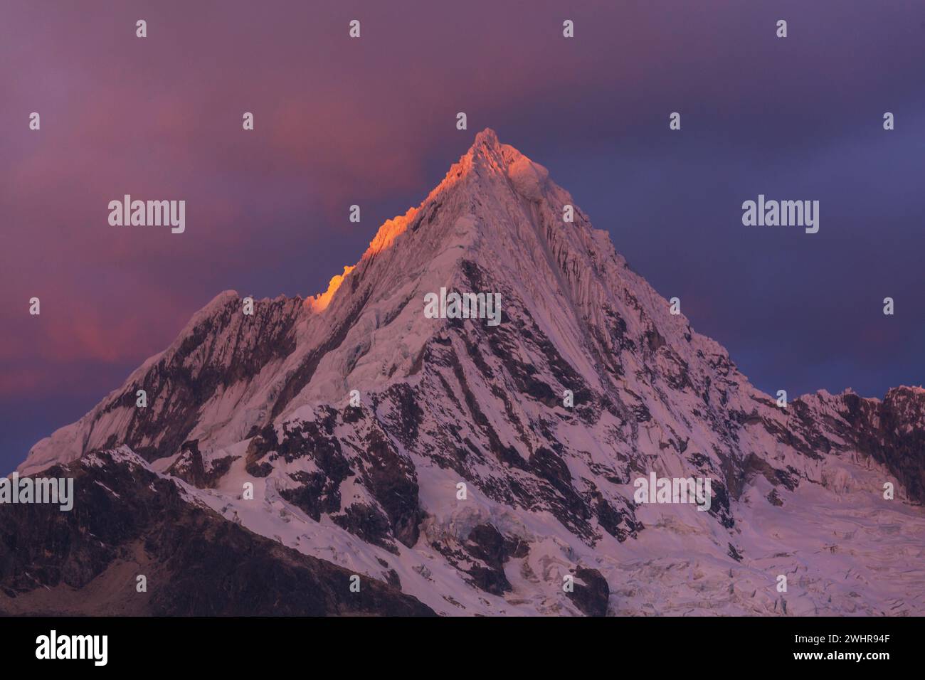 Hiking in the fantastic landscape of the Peruvian high mountain Andes ...