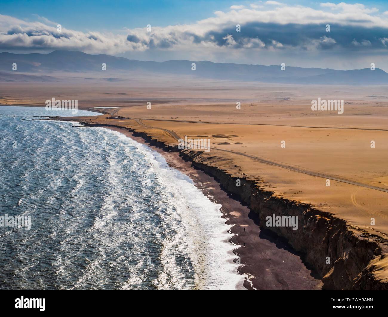 Panoramic view of the desert in Paracas National Reserve with the ...