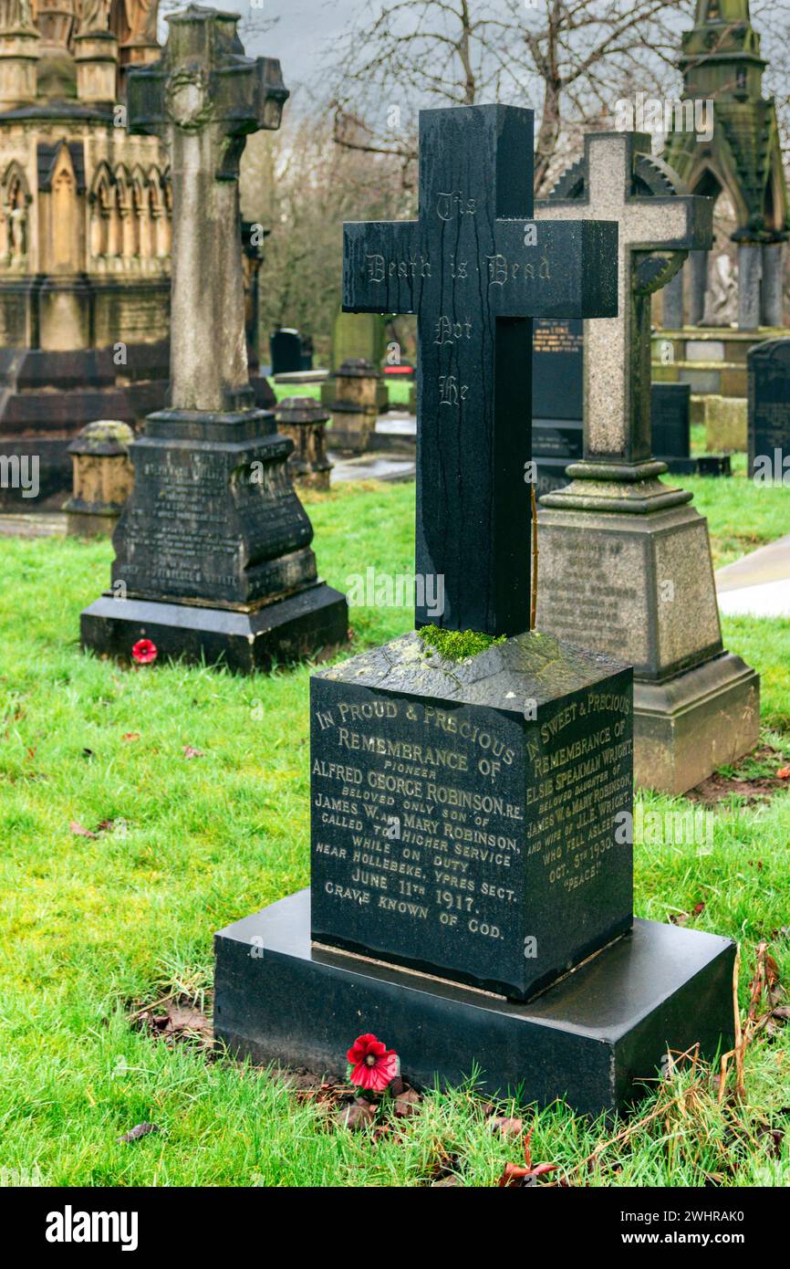 Grave of Alfred George Robinson. R.E., who died at Ypres. Weast ...