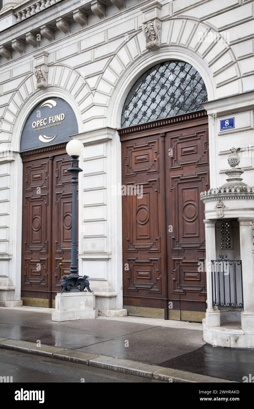 OPEC Fund Building in Vienna, Austria. Entry door of the office ...