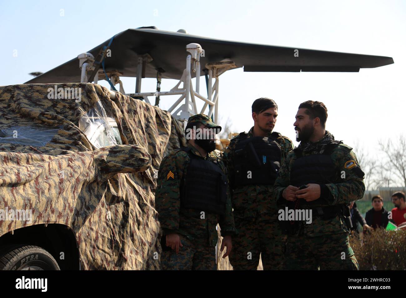 Tehran, Iran. 11th Feb, 2024. Three Iranian Police Special Forces stand ...