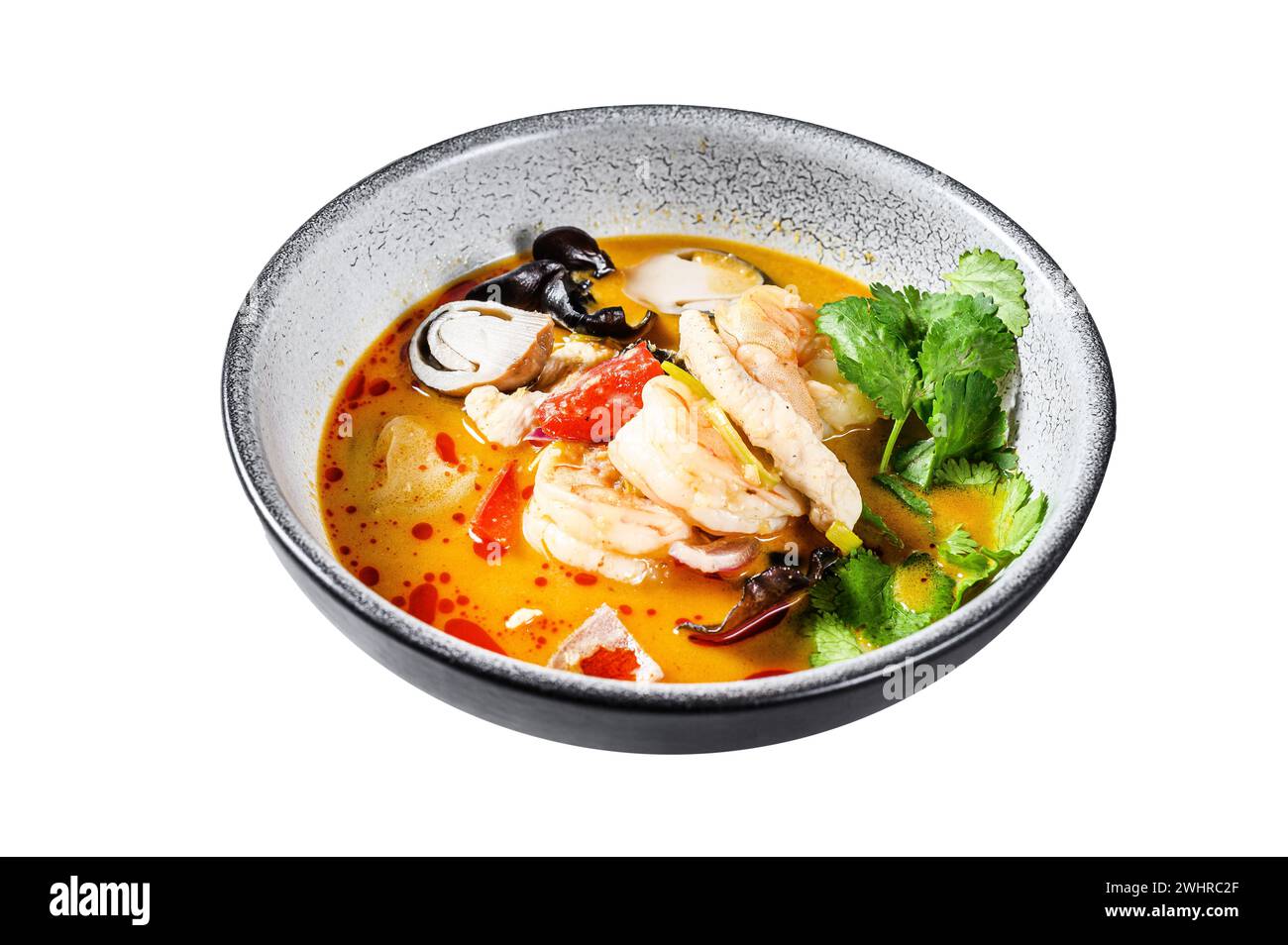 Tom yam kong or Tom yum, spicy clear soup.Tom Yam. Isolated on white ...
