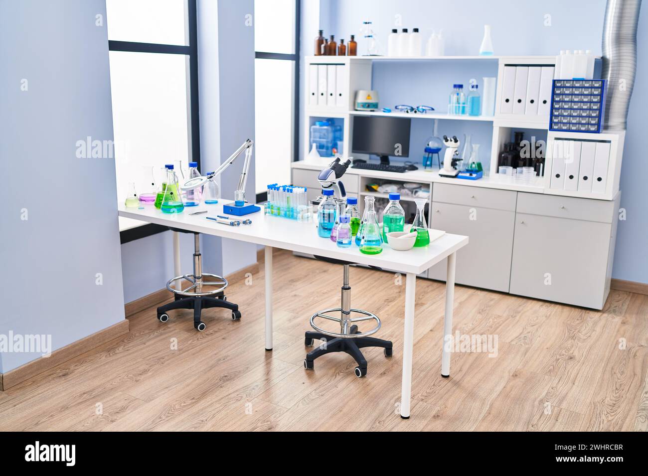 Modern laboratory interior with scientific research equipment on the ...