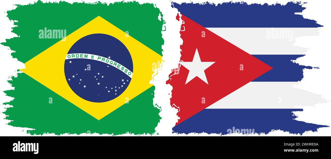 Cuba and Brazil grunge flags connection, vector Stock Vector Image ...
