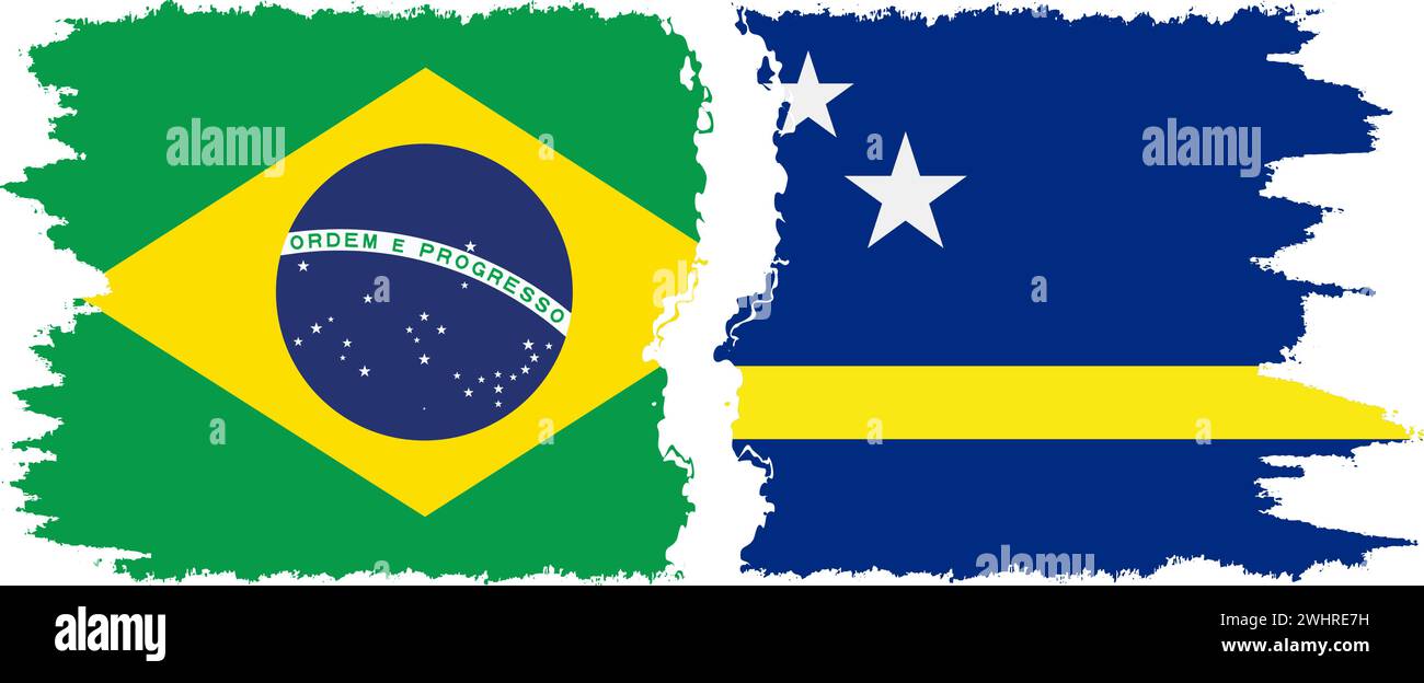 Curacao and Brazil grunge flags connection, vector Stock Vector Image ...