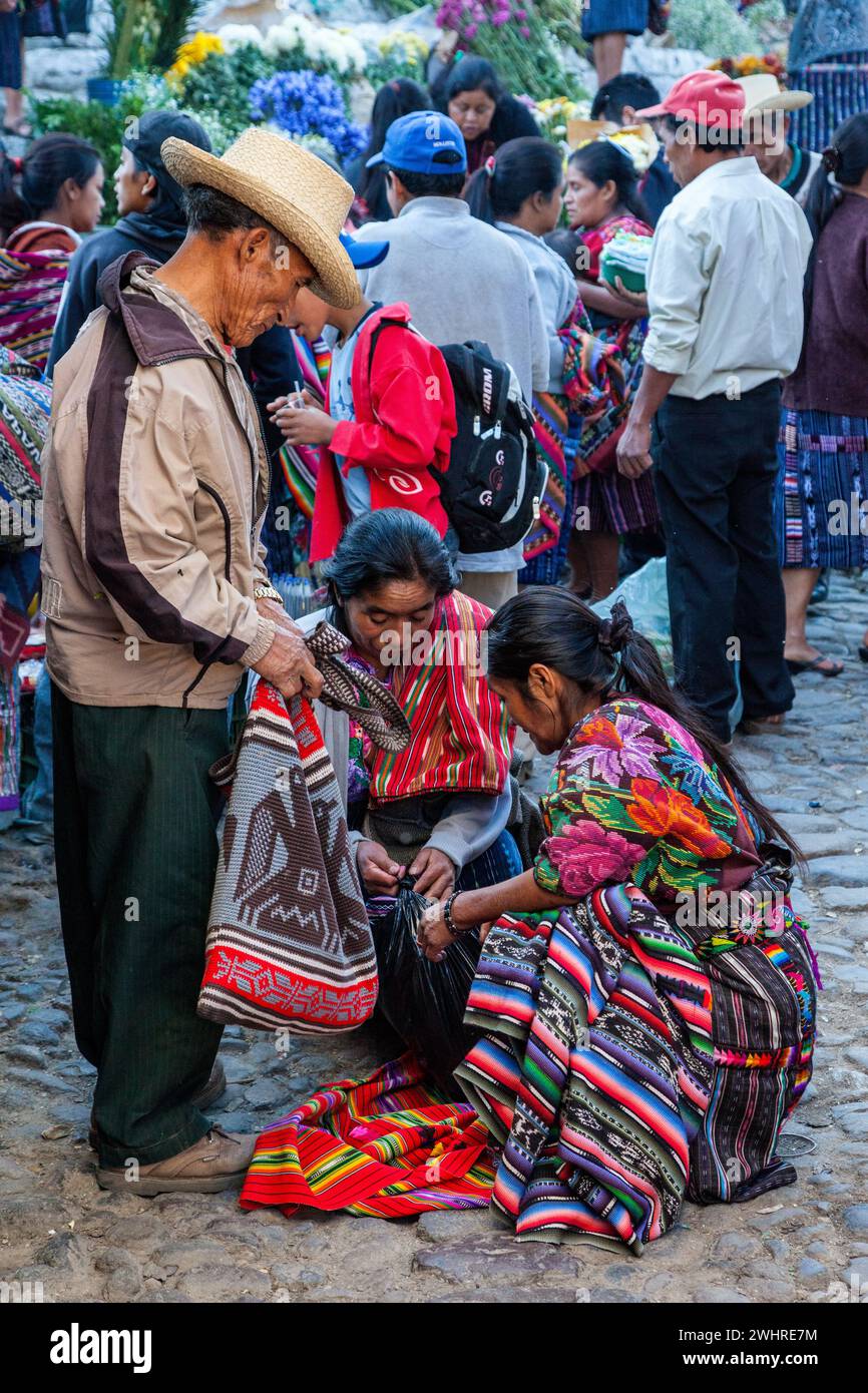 Chichicastenango, Guatemala. Quiche (Kiche, K'iche') Man and Two Women ...