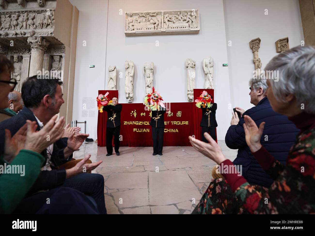 Paris, France. 10th Feb, 2024. People watch a puppet show staged by ...