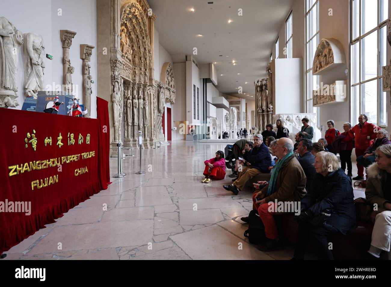 Paris, France. 10th Feb, 2024. People watch a puppet show staged by ...