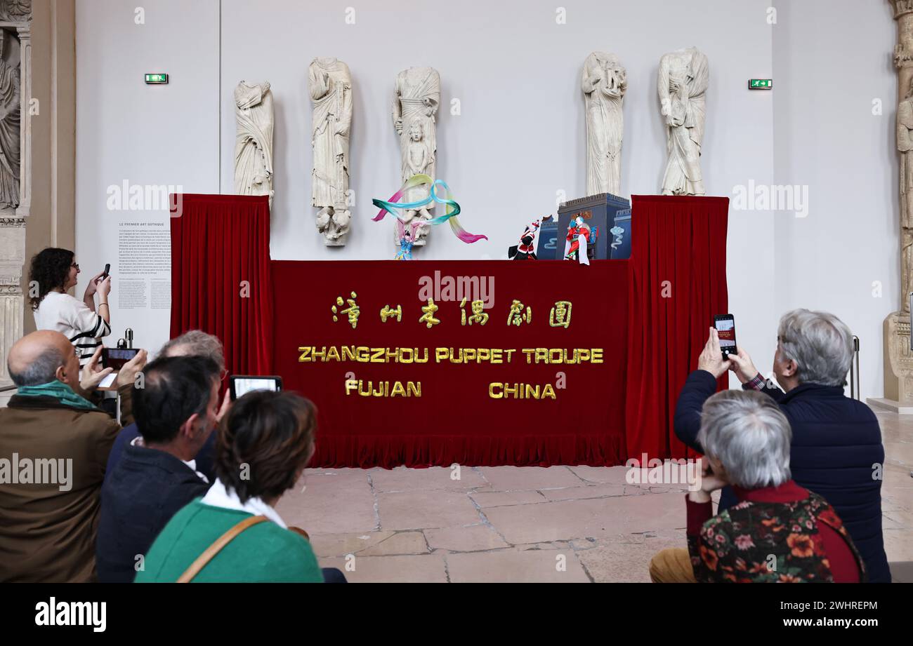 Paris, France. 10th Feb, 2024. People watch a puppet show staged by ...