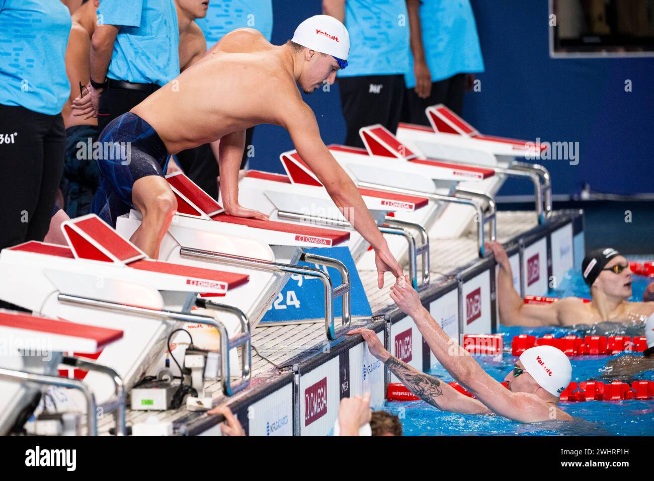 Doha, Qatar. 11th Feb, 2024. Team Spain competes in the swimming men's ...