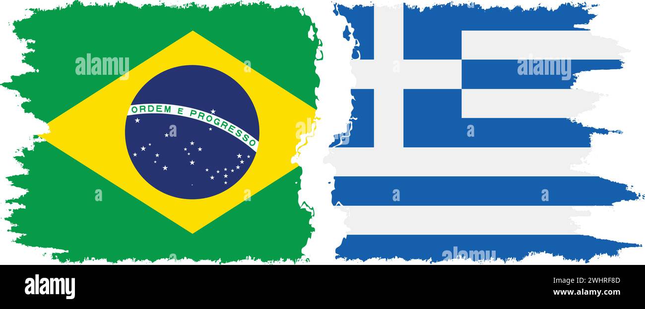 Greece and Brazil grunge flags connection, vector Stock Vector Image ...