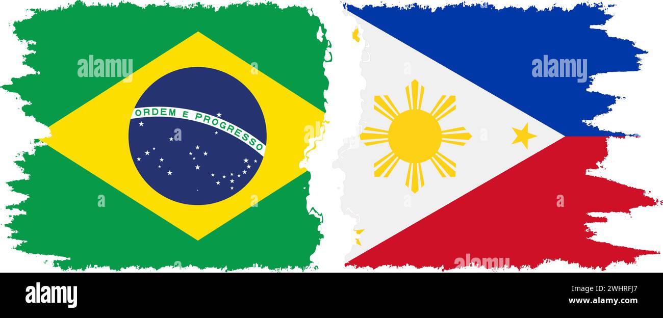 Philippines and Brazil grunge flags connection, vector Stock Vector ...
