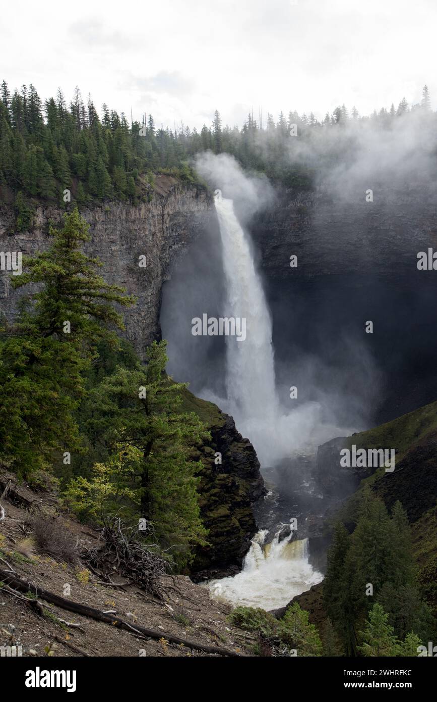 Helmcken Falls is a spectacular waterfall falling around 141 meter over a volcanic rock edge in ...