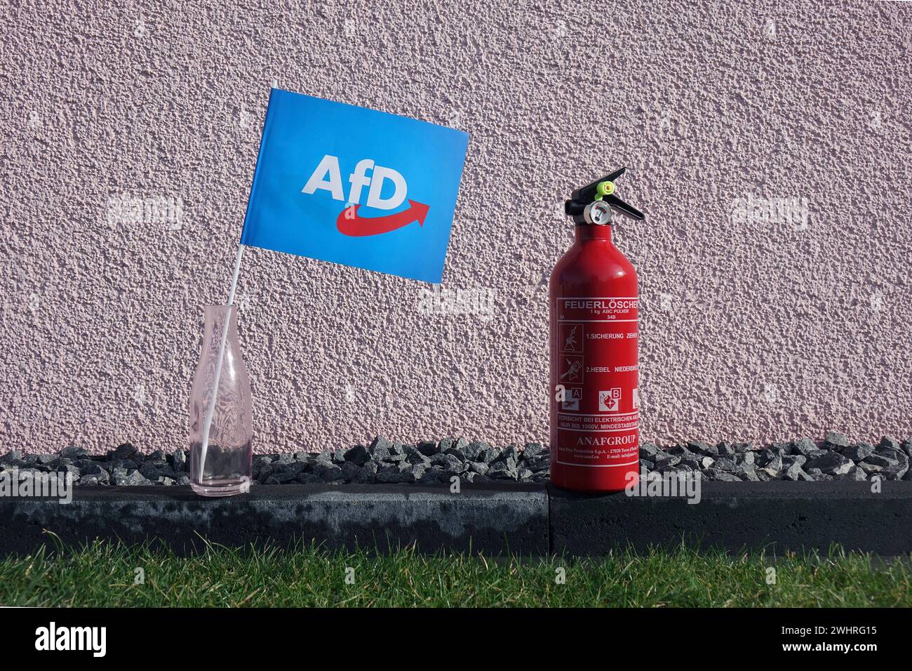 AfD und Feuerlöscher AfD und Feuerlöscher, 10.02.2024, Borkwalde ...