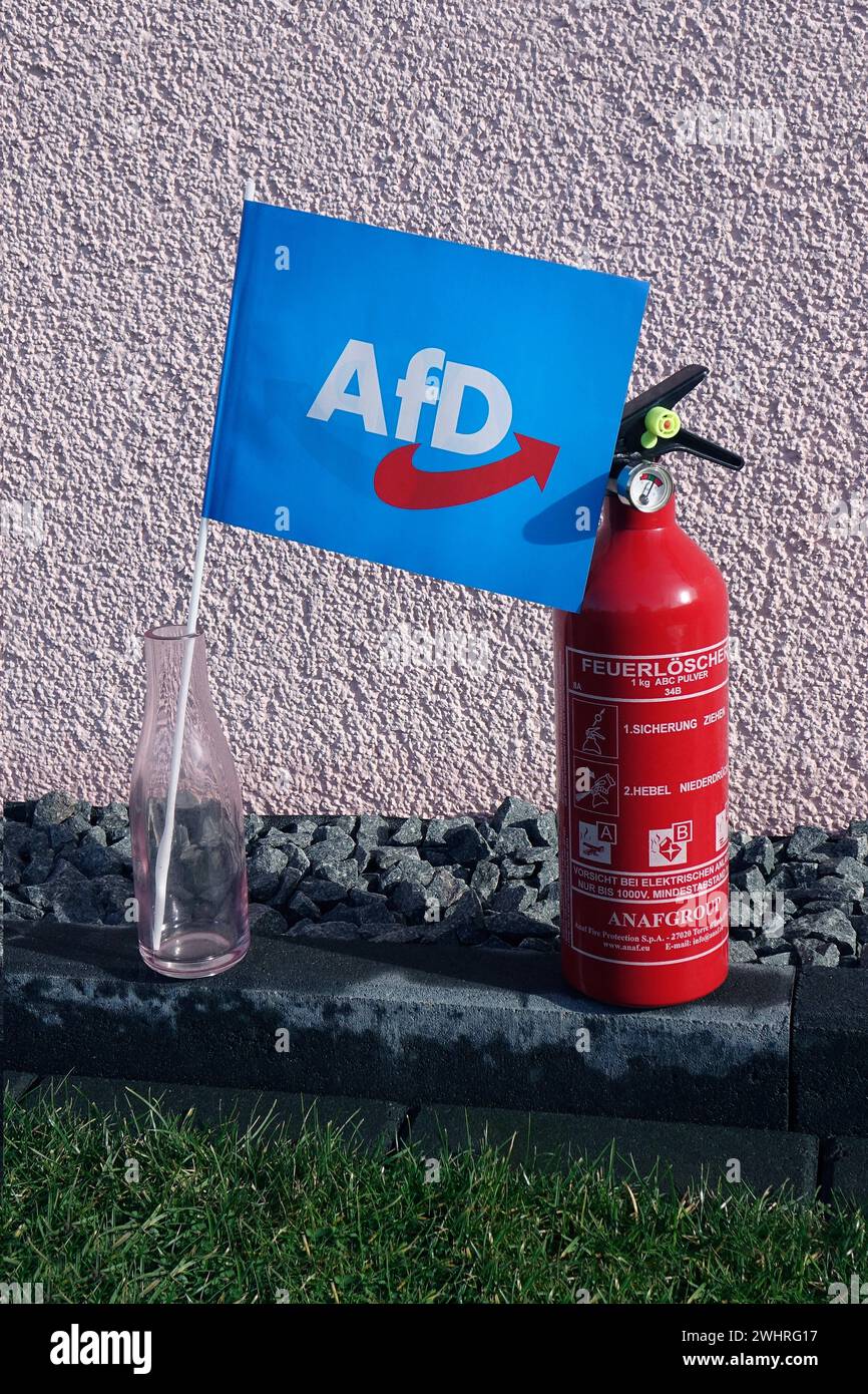 AfD und Feuerlöscher AfD und Feuerlöscher, 10.02.2024, Borkwalde ...