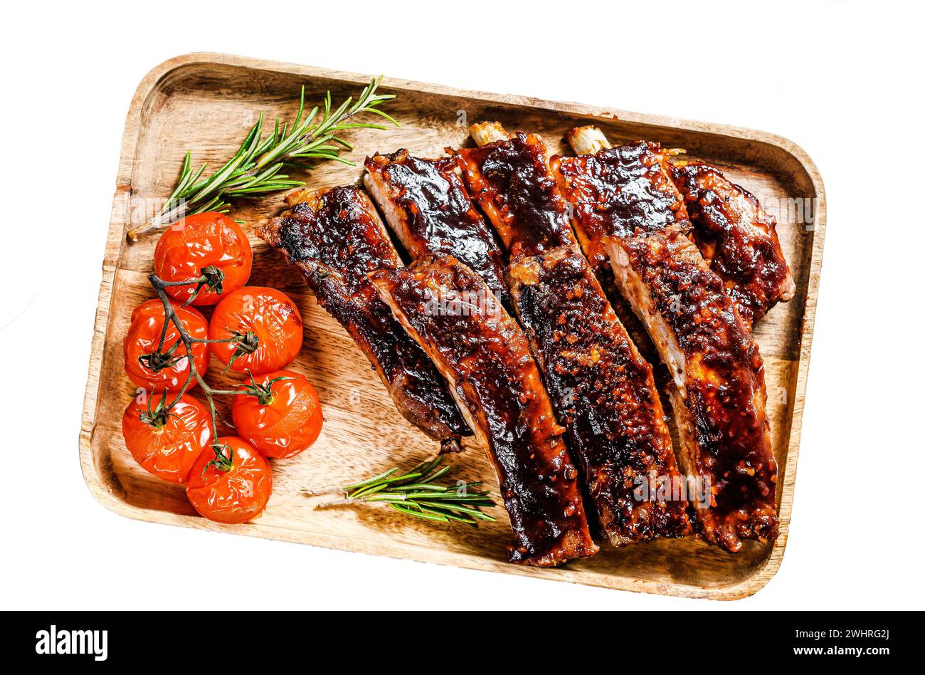 Delicious barbecued ribs seasoned with a spicy basting sauce and served ...