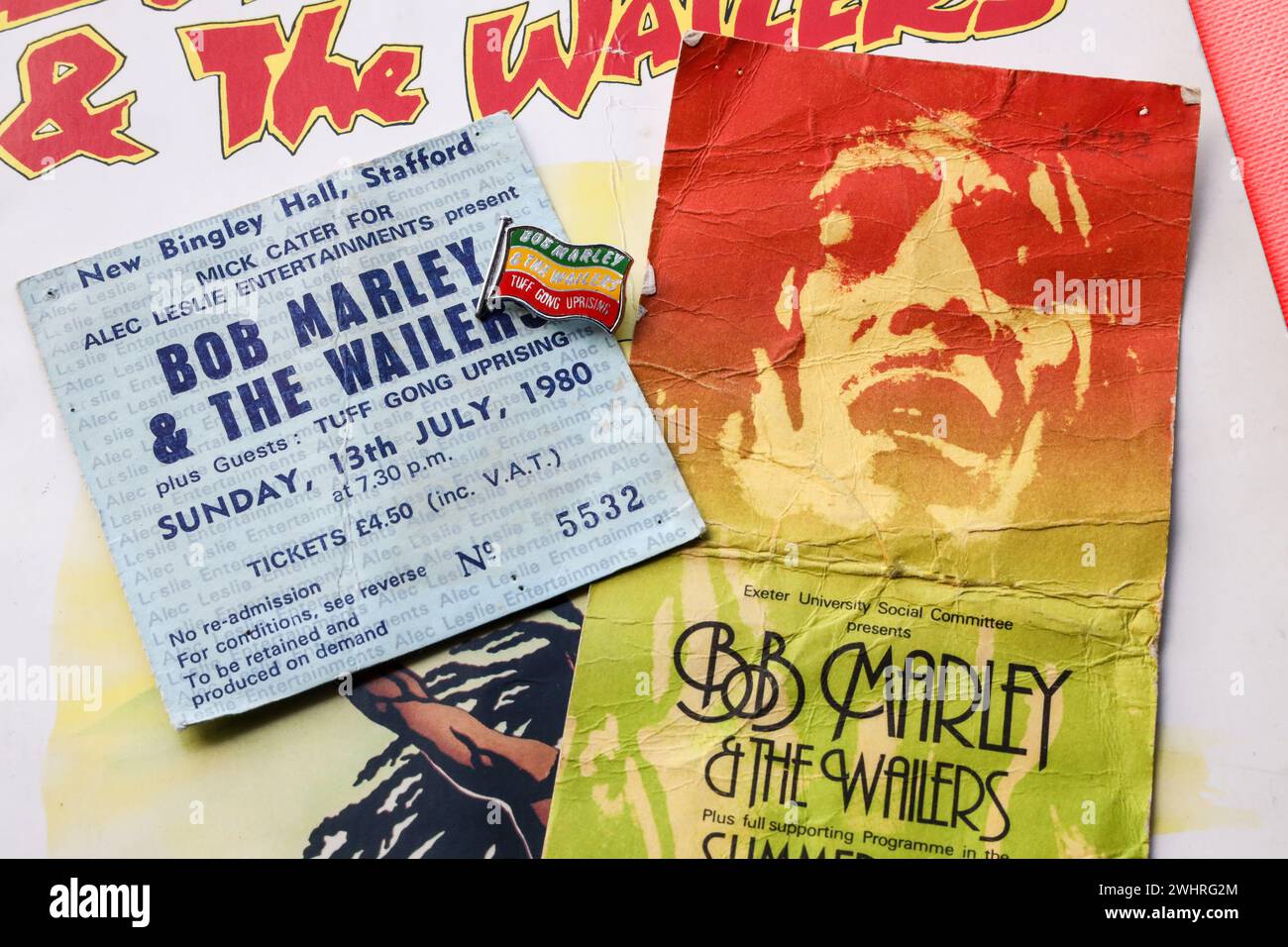 Ticket, programme and Enamel badge for Bob Marley’s final gig in the UK ...