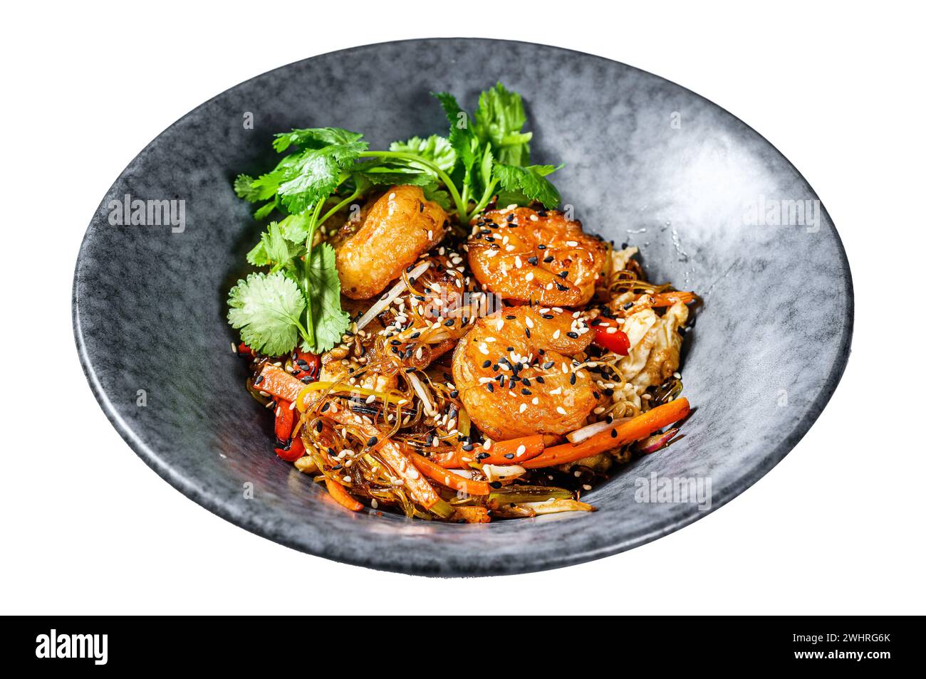 Singapore Mei Fun. Rice noodles with shrimps, prawns, char siu pork ...