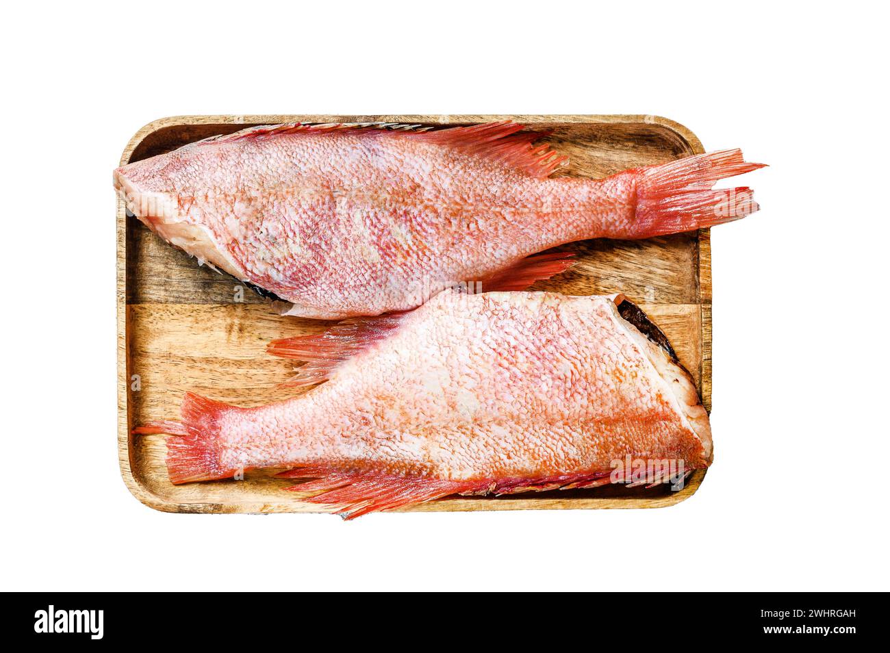 Raw red sea perch. Isolated on white background. Top view Stock Photo ...