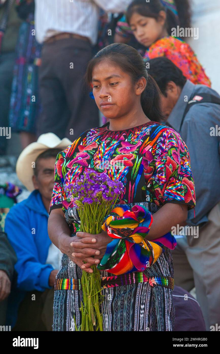 Chichicastenango, Guatemala. Incense Surrounds Young Quiche (Kiche, K ...