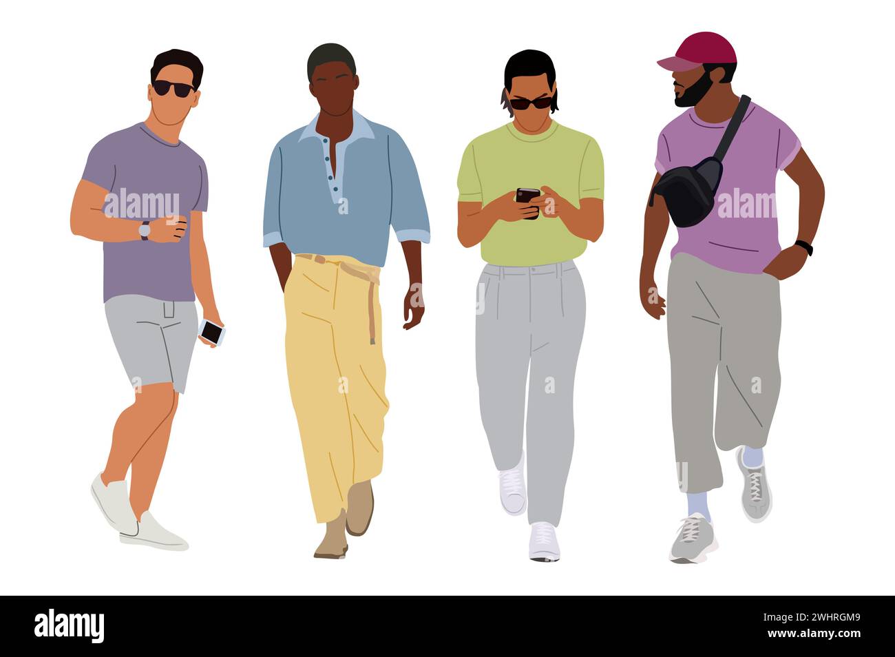Summer Street fashion men vector art illustration Stock Vector Image ...