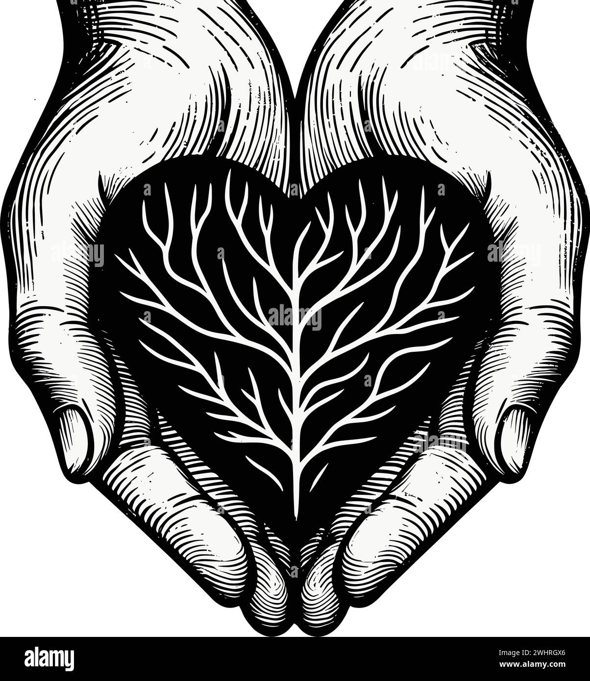 Heart-Shaped Leaf Vector Illustration Symbolizing Love and Nature Stock ...