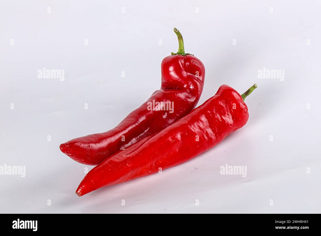 Two red sweet Ramiro organic pepper Stock Photo - Alamy