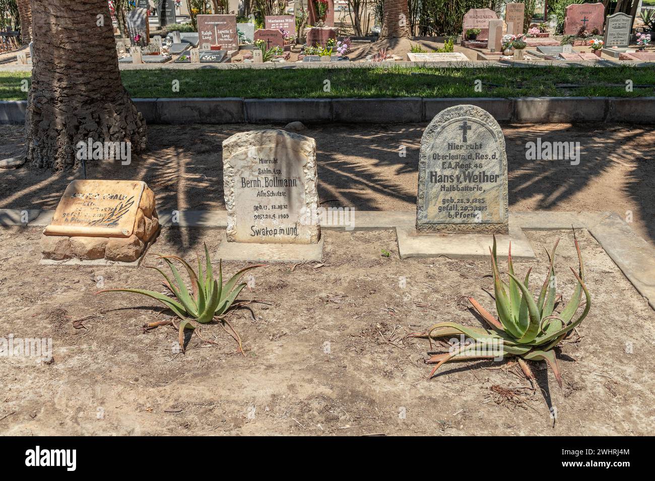 German Soldiers Graves In The Swakopmund Cemetery, Namibia Stock Photo ...