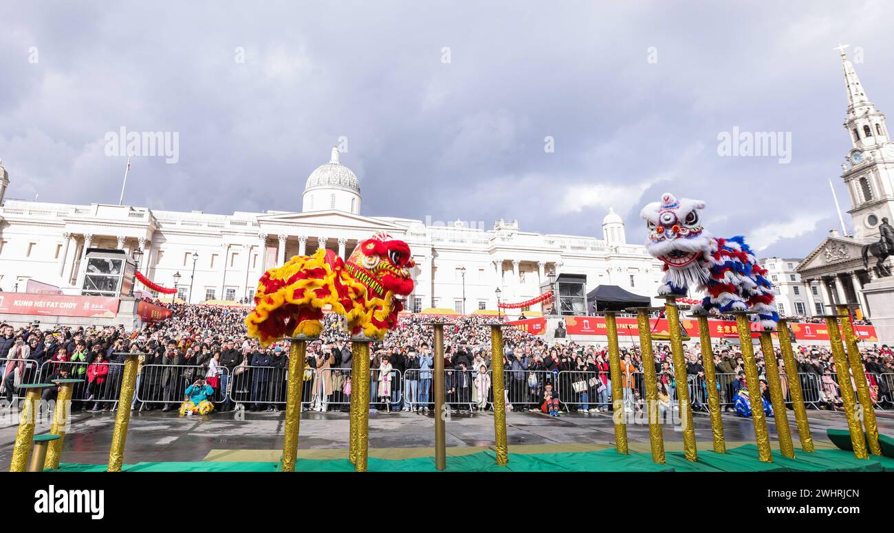 Trafalgar Square London, UK. 11th Feb, 2024. Trafalgar Square mark the ...