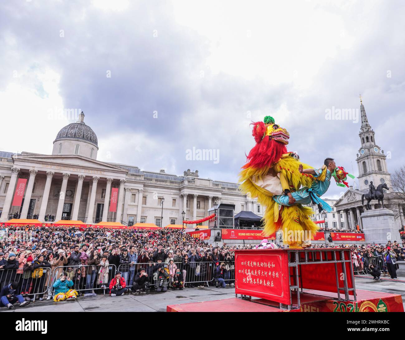 Trafalgar Square London, UK. 11th Feb, 2024. Trafalgar Square mark the ...