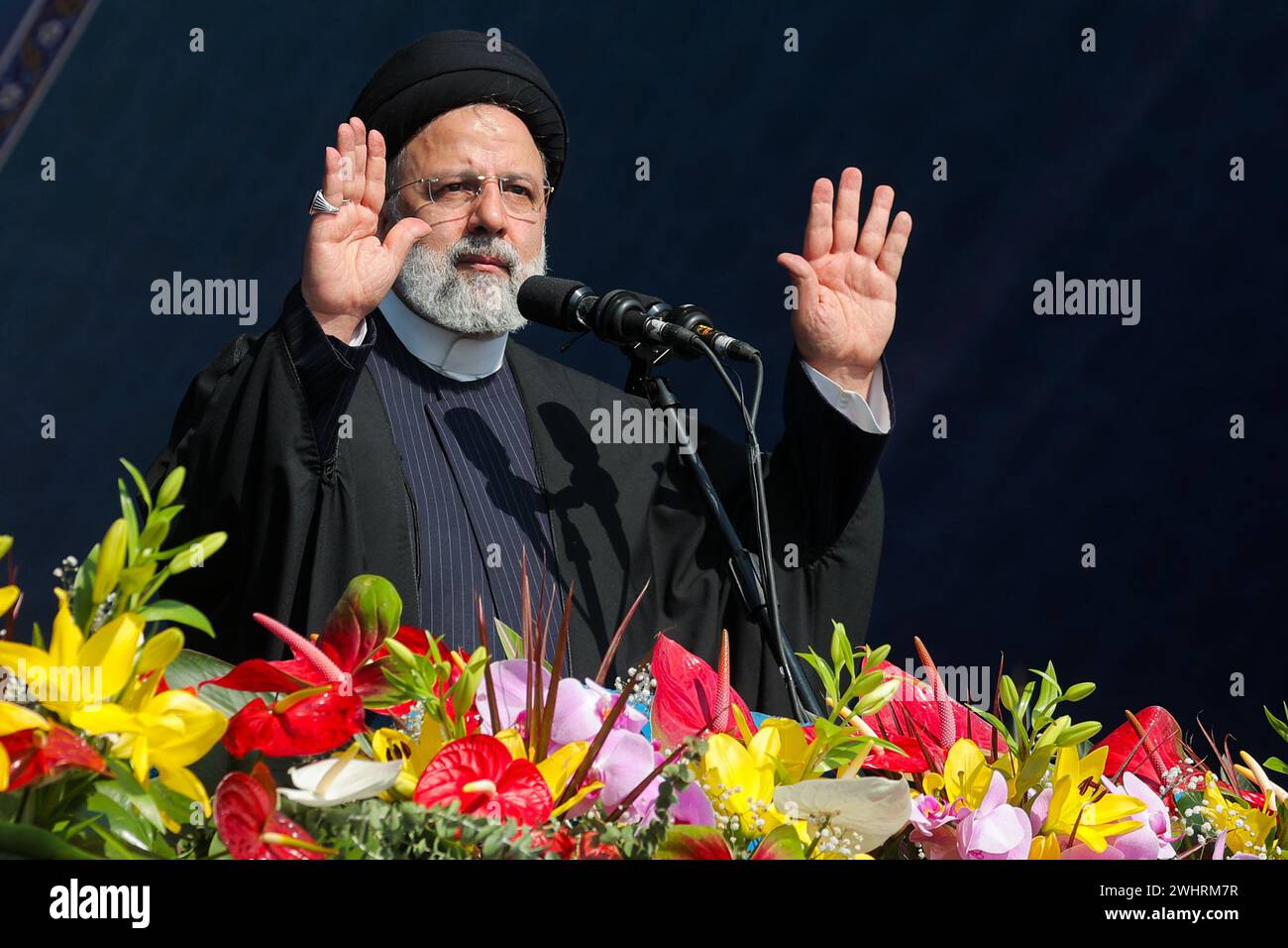 Tehran, Iran. 11th Feb, 2024. Iranian president EBRAHIM RAISI greeting ...
