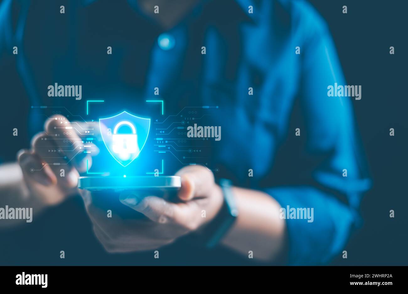 Cybersecurity and privacy concepts to protect data. Lock icon, internet network security ...