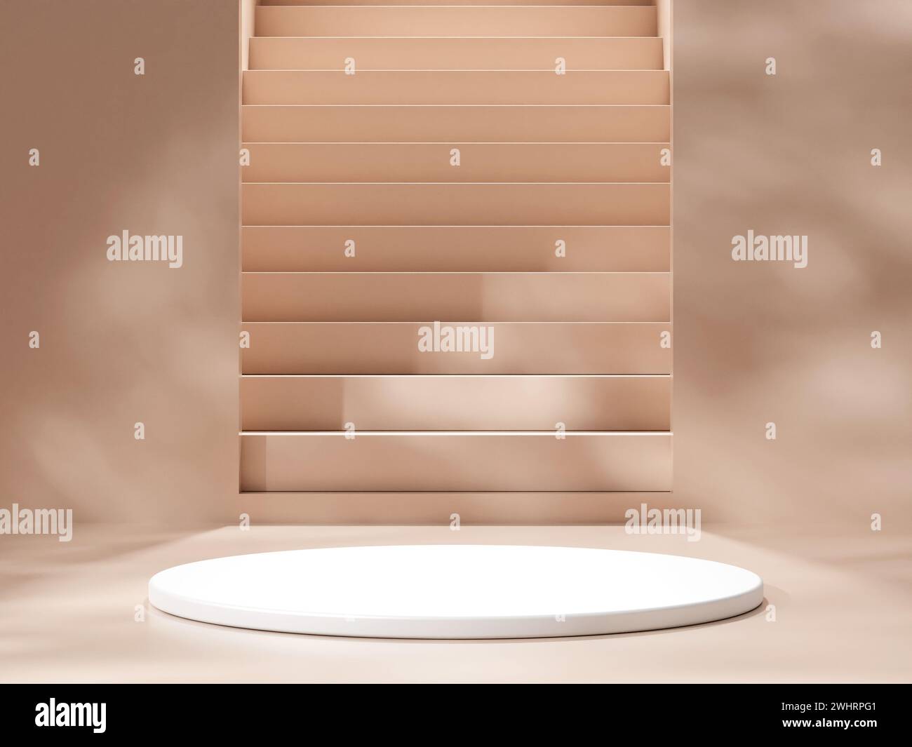 Empty podium or pedestal display on brown background with cylinder ...