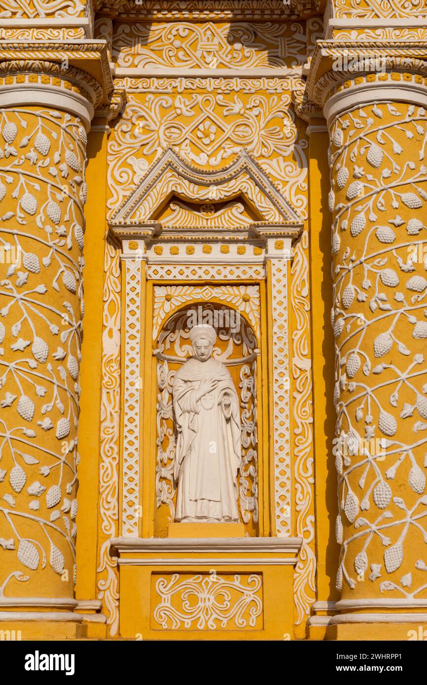 Antigua, Guatemala. La Merced Church, completed 1767. Statue of Santa ...