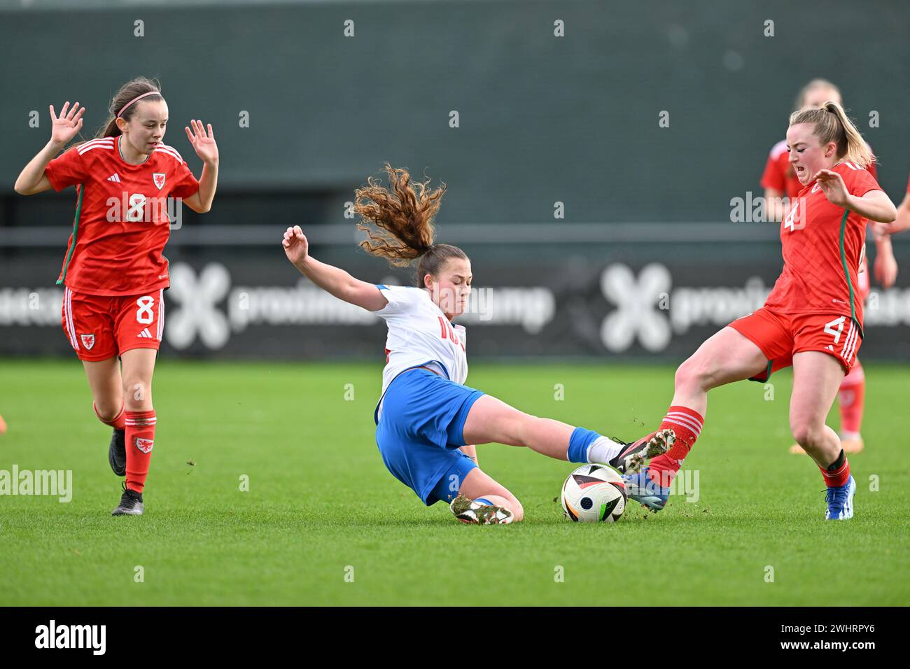 Tubize, Belgium. 11th Feb, 2024. Keira O'Keefe (8) of Wales, Lucie ...