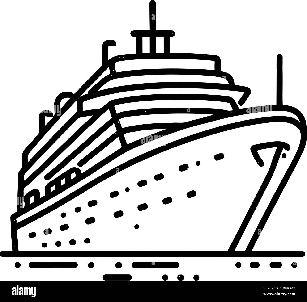 Minimalist Cruise Ship Profile Vector Illustration Stock Vector Image ...