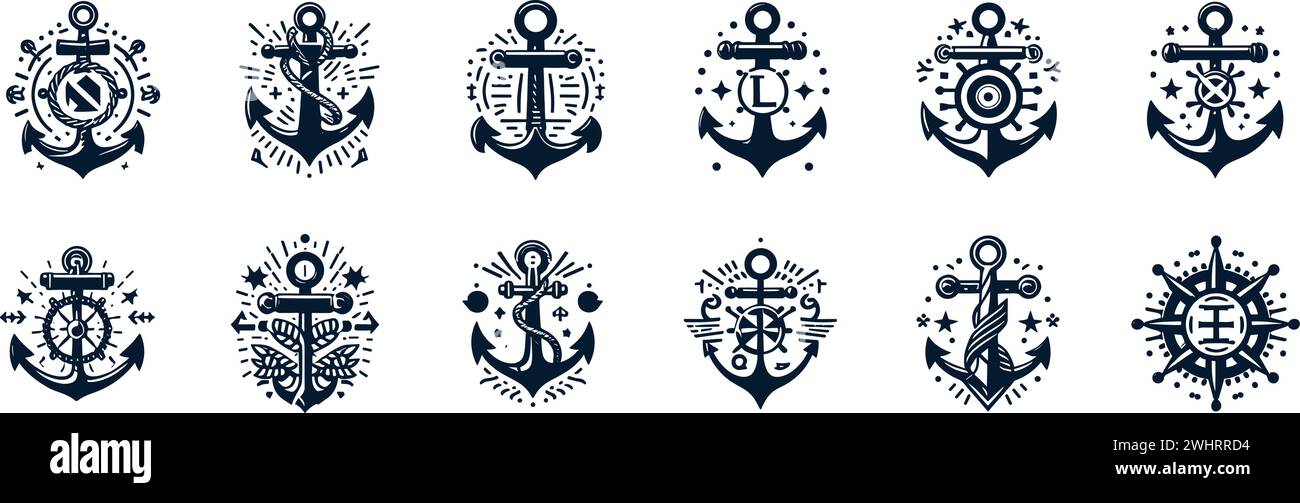 Seafaring Vector Collection - Anchors, Compass, and Nautical Symbols ...