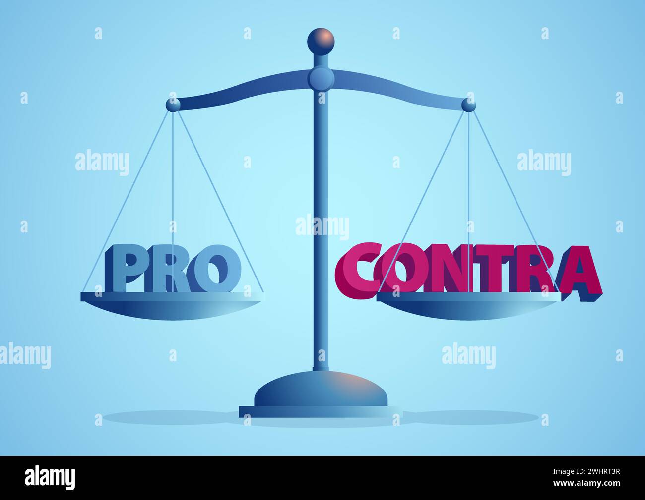 Vector illustration concept of a text pro and contra on a scale. Pro ...
