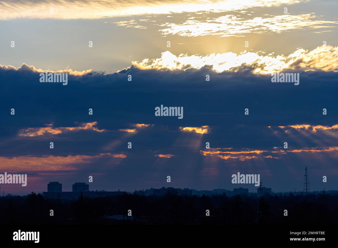 Beautilful nature sky with clouds. Morning dawn scene. Design element or graphic resource with ...