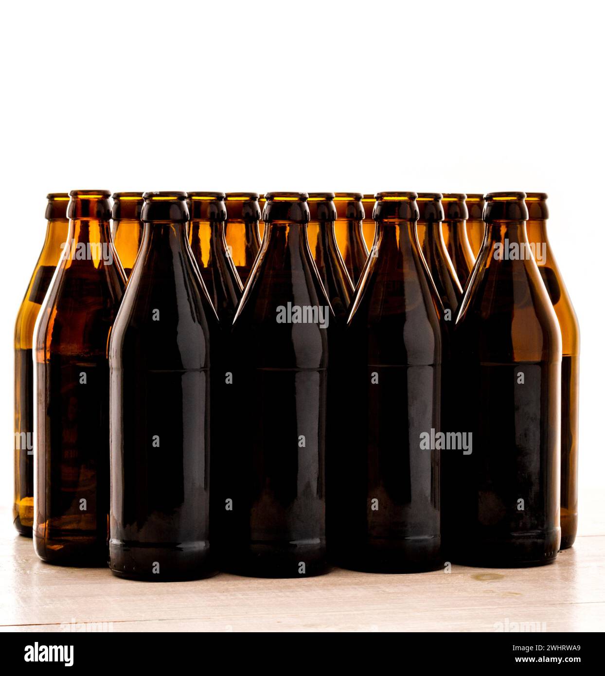 Dozens of empty, brown German beer bottles Stock Photo - Alamy