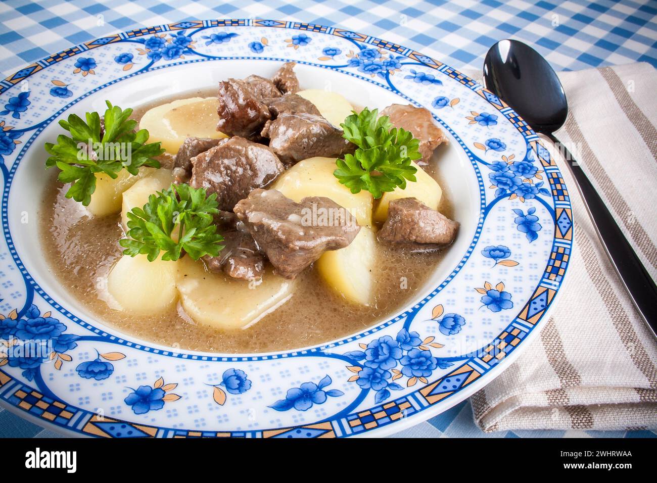 Homemade venison ragout with potato Stock Photo - Alamy