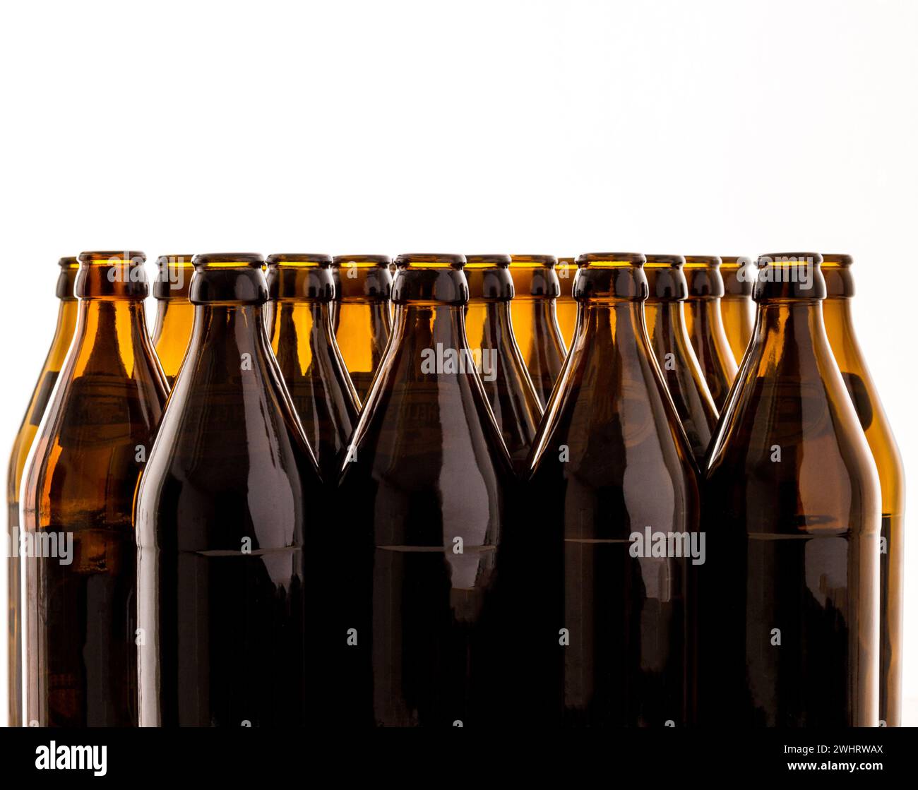 Dozens of empty, brown German beer bottles Stock Photo - Alamy