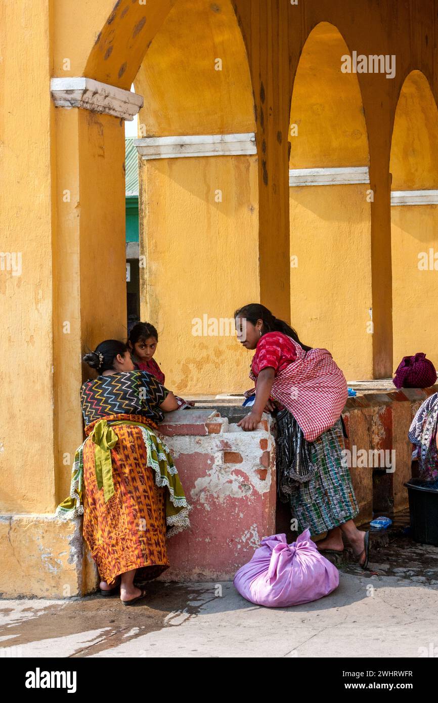 Antigua, Guatemala. Women Doing Laundry at the Public Pila, or Washing ...