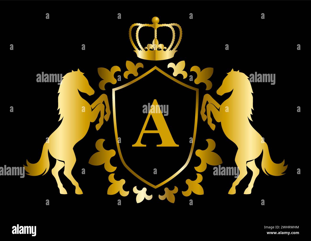 Luxurious gold royal horse emblem template, vector illustration Stock ...