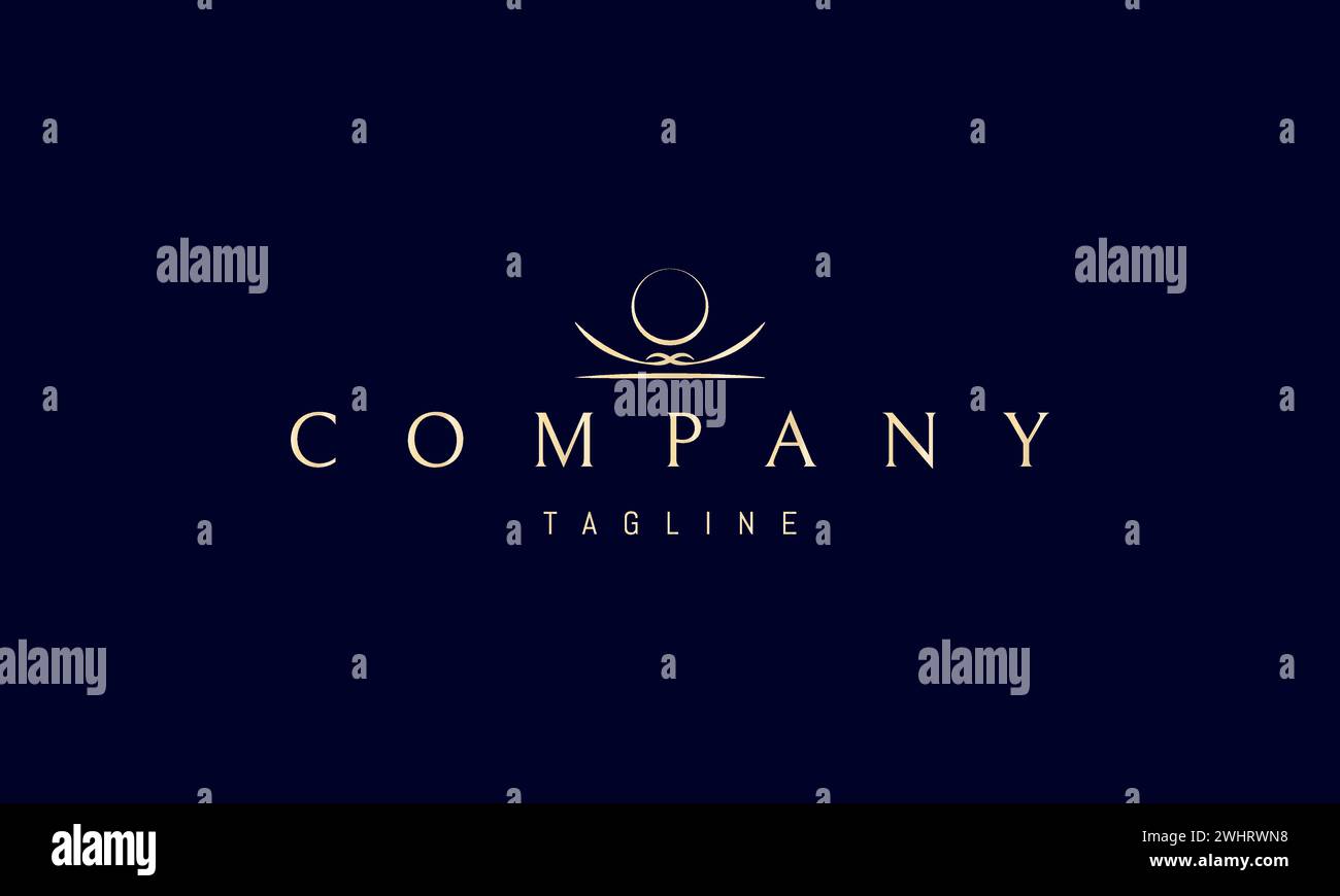 A vector golden logo with an abstract image of the moon with an ...