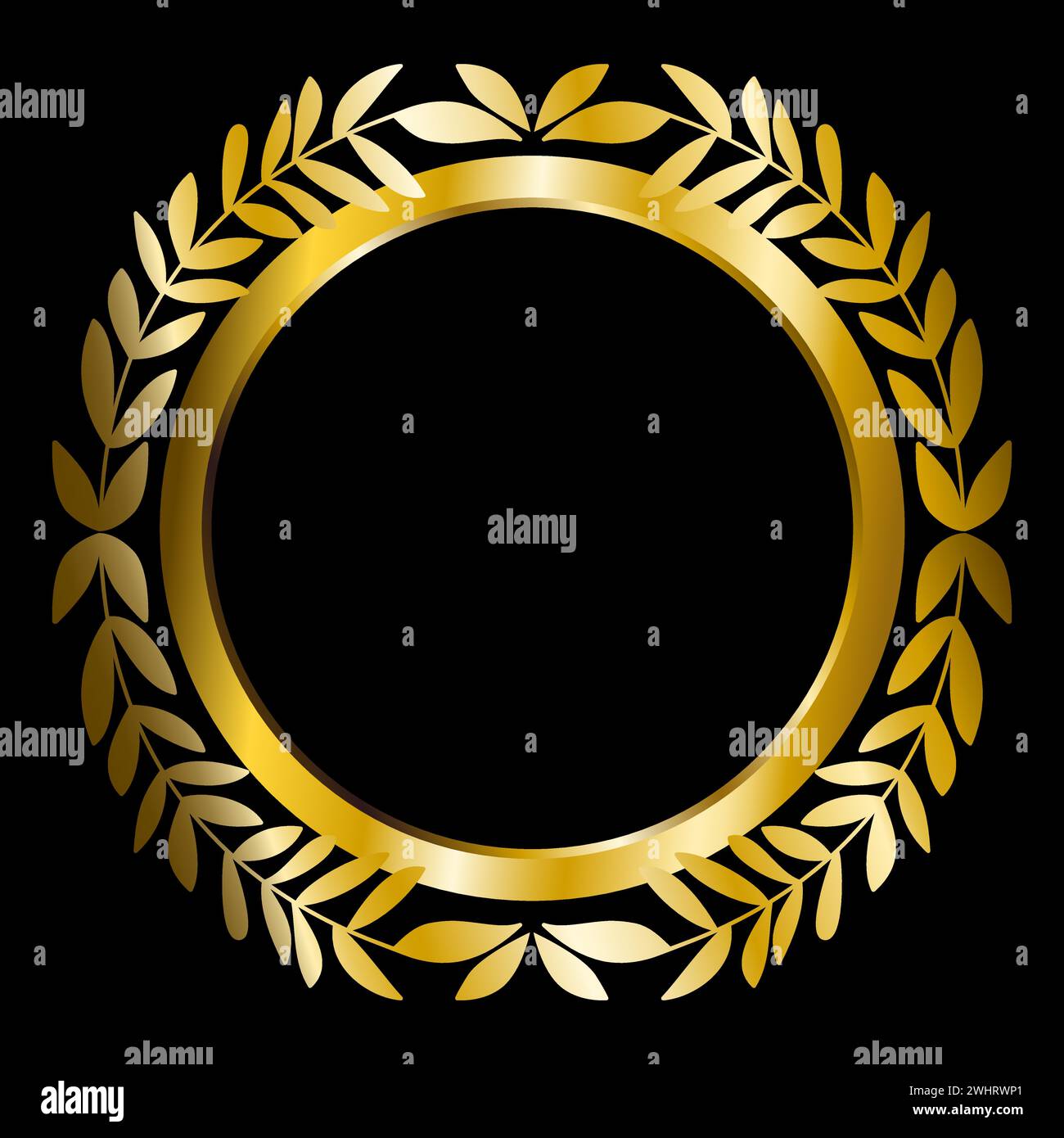 Luxurious gold royal laurel leaves crest template, vector illustration ...