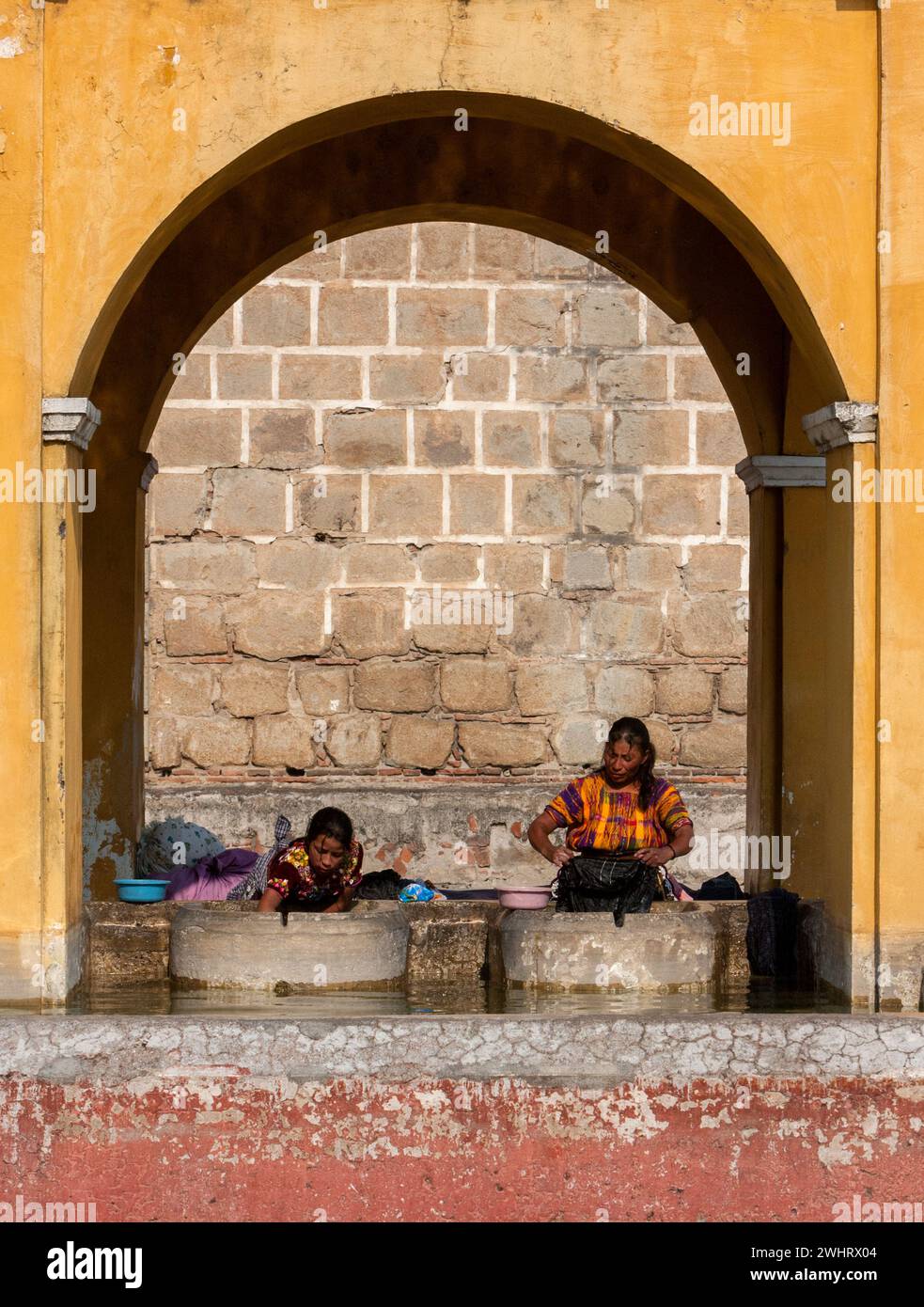 Antigua, Guatemala. Women Doing Laundry at the Public Pila, or Washing ...