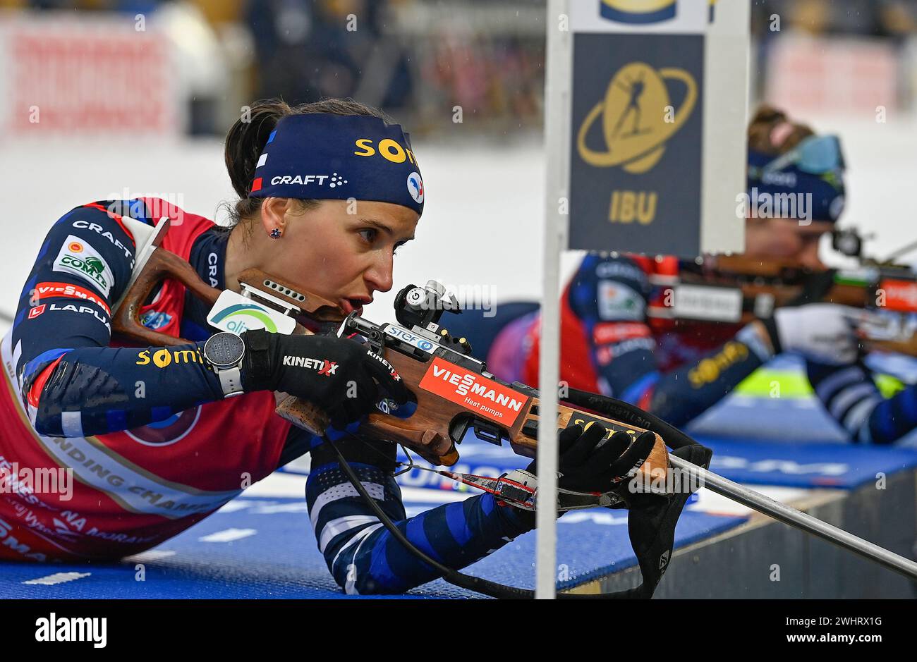 From left Julia Simon and Justine Braisaz-Bouchet of France compete in ...